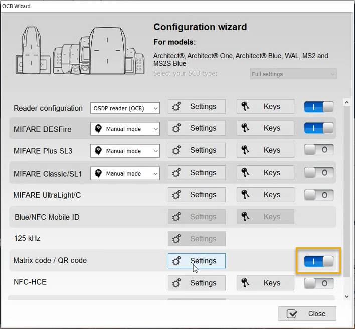 Creación de una configuración de lector de código QR STid